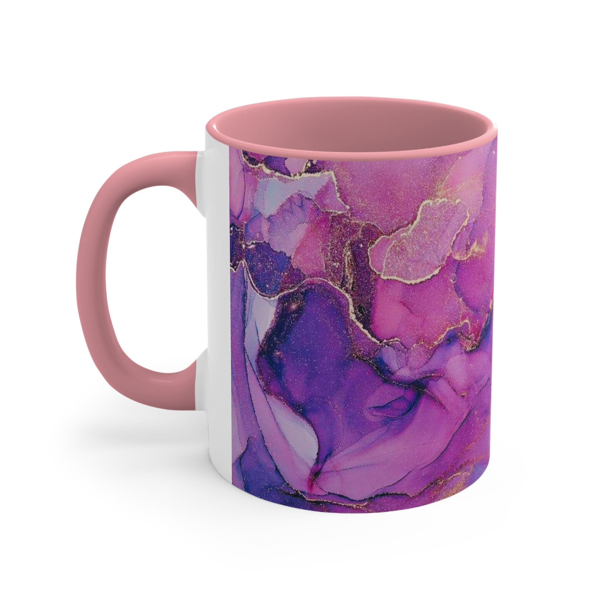 Custom Pink Gold Marble Mug, Personalized Marble Coffee Cup, Custom Name Mug, Colorful Marble ...