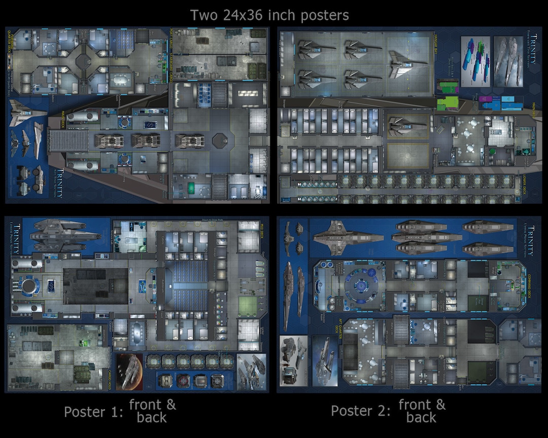 Trinity - Integrated Carrier: Starship Poster Map Set. Deckplans for ...