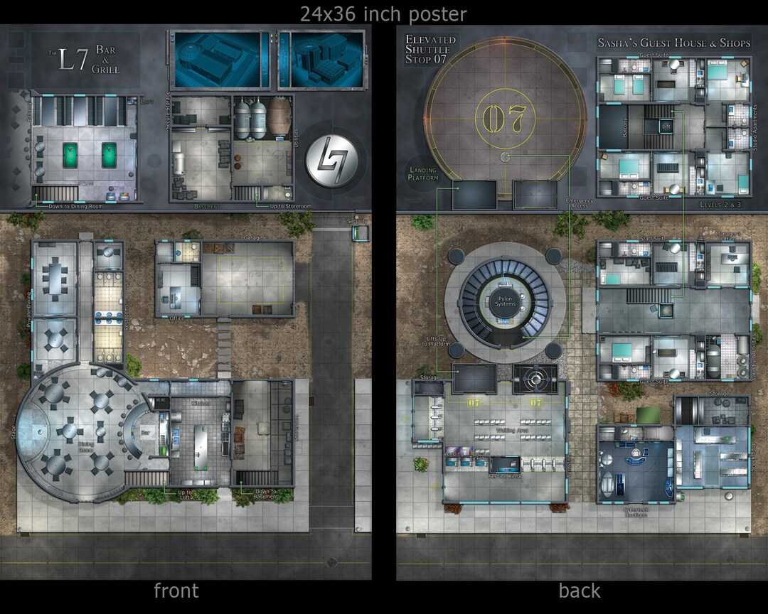 L7 Bar & Grill: Sci-fi Setting Poster Map for Starfinder, Star Wars, Traveler and Other Sci-fi ...