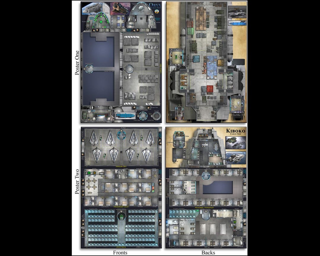 Oryx & Kiboko - Cargo Ships: Starship Poster Map Set. Deckplans for ...