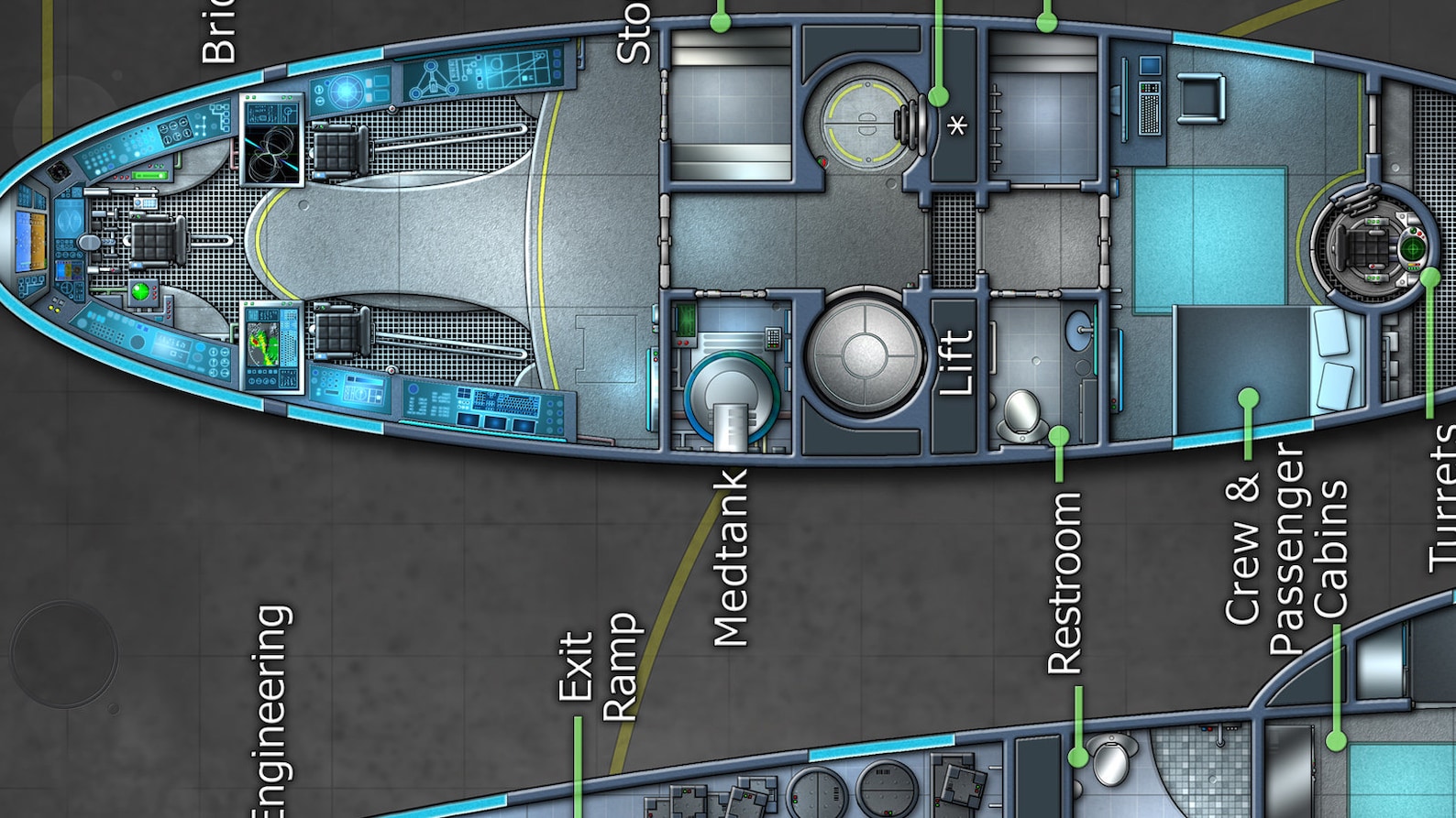 Sengdao Trio: Starship Poster Maps. Deckplans for Starfinder - Etsy