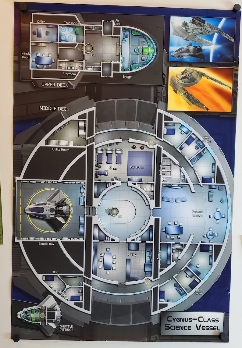 Cygnus Science Vessel: Starship Poster Map. Deckplans for - Etsy