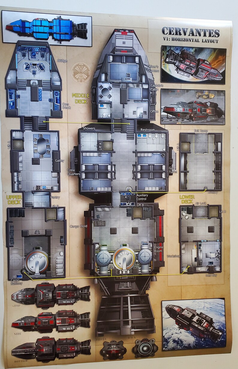 Cervantes Light Frigate: Starship Poster Map. Deckplans for - Etsy