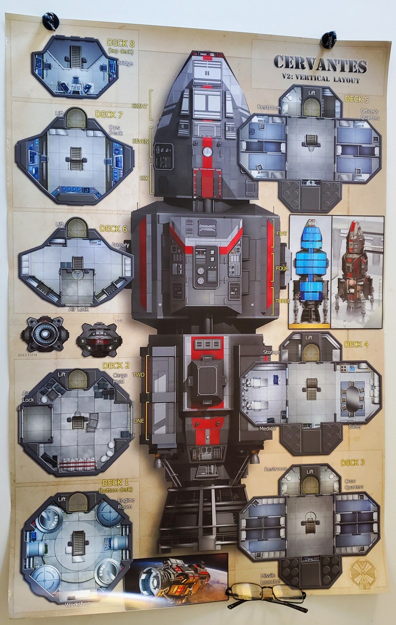 Cervantes Light Frigate: Starship Poster Map. Deckplans for - Etsy
