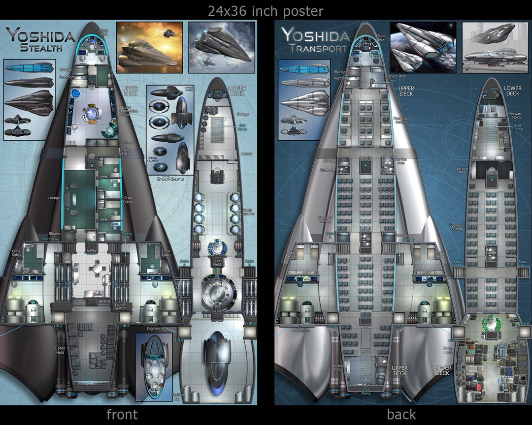 Yoshida - Stealth Ship: Starship Poster Map. Deckplans for Starfinder ...