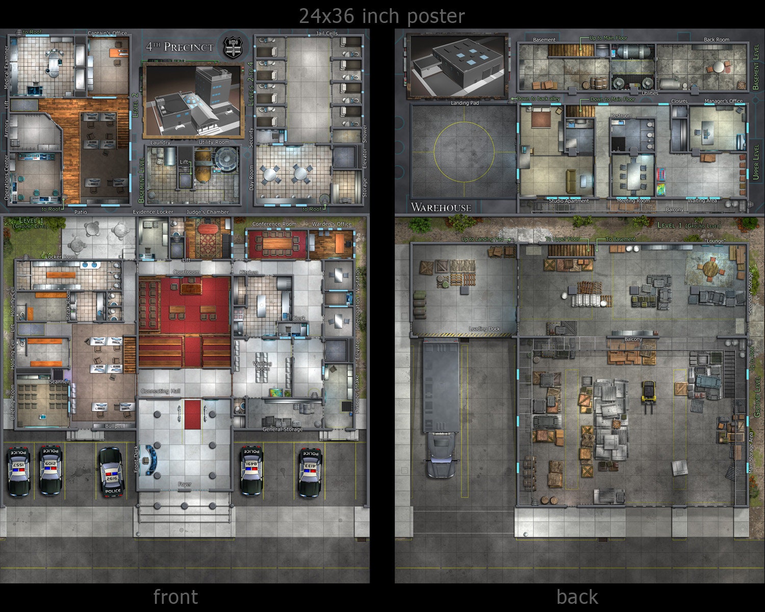 4th Precinct & Warehouse: Sci-fi Setting Poster Map for - Etsy