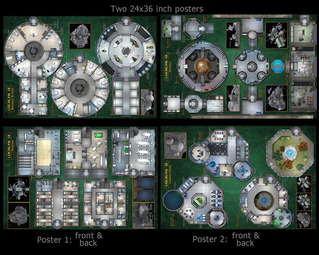 Asteroid Base Lochlyn IX: Sci-fi Setting Poster Map for Starfinder, Star Wars, the Expanse ...