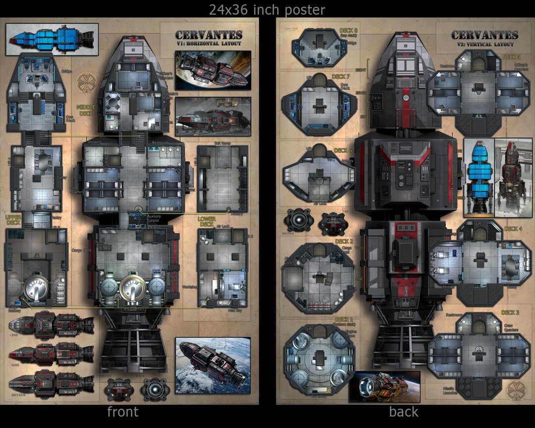 Cervantes - Light Frigate: Starship Poster Map. Deckplans for ...