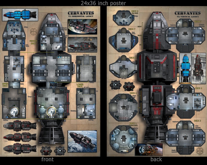 Cervantes Light Frigate: Starship Poster Map. Deckplans for Starfinder ...