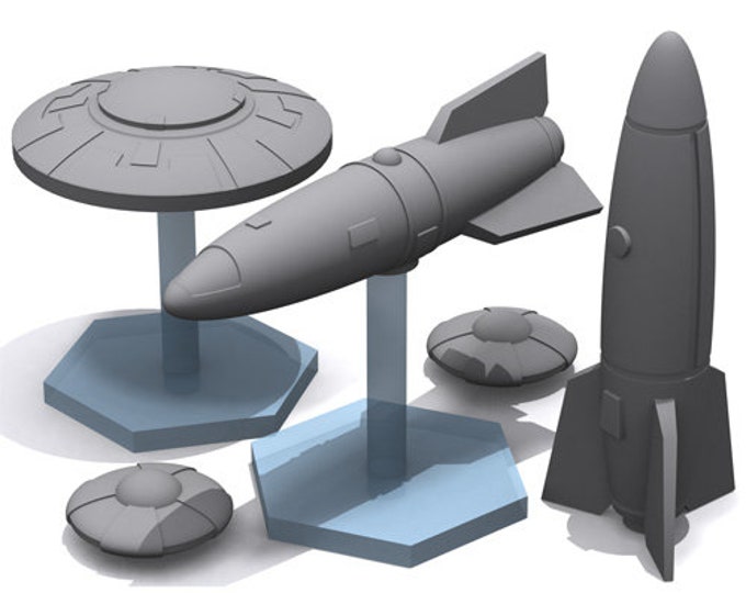 Rocketships & Flying Saucers Retro Sci-fi Miniatures - Etsy