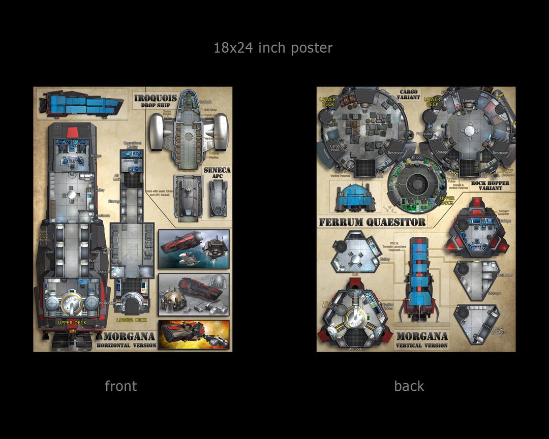 Morgana, Ferrum Quaesitor, & Iroquois: Half-size Poster Starship Maps ...