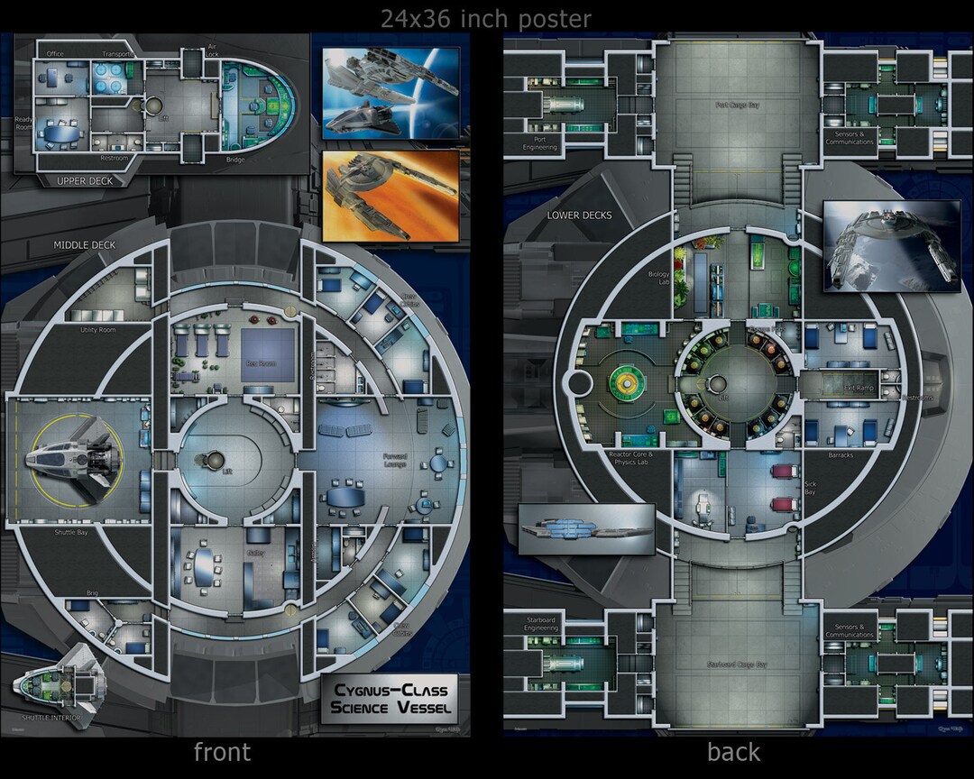Cygnus - Science Vessel: Starship Poster Map. Deckplans for Starfinder ...