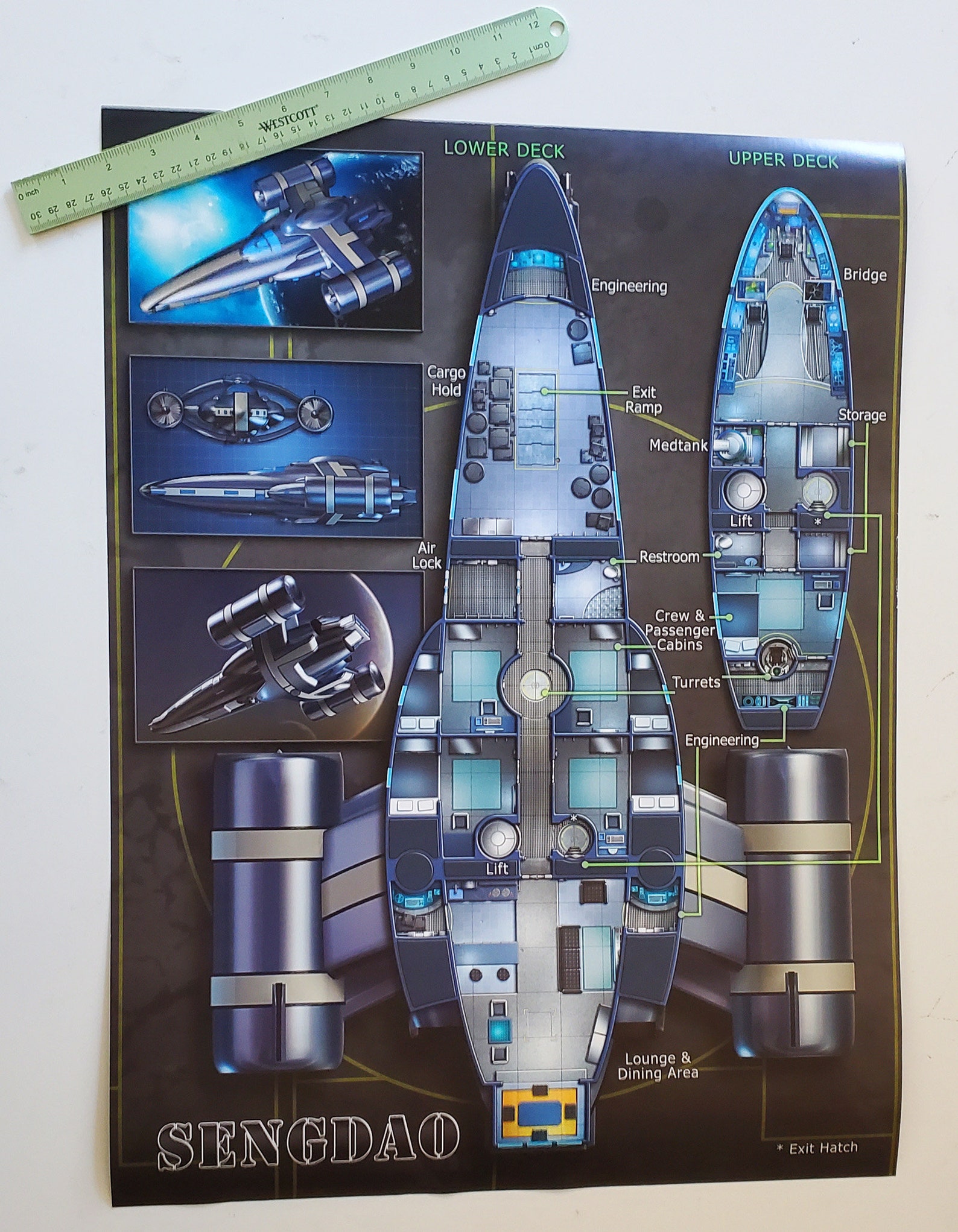 Sengdao Trio: Starship Poster Maps. Deckplans for Starfinder - Etsy