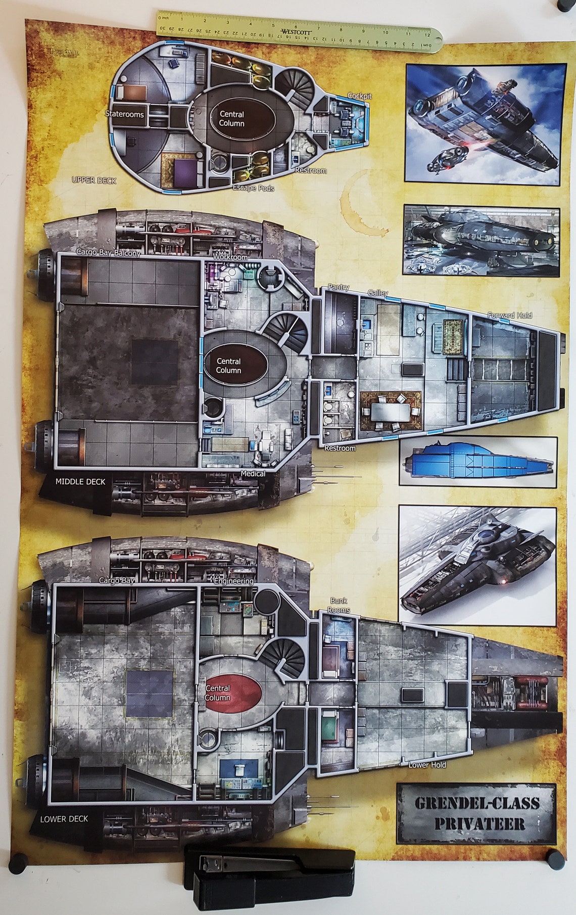 Grendel - Free Trader: Starship Poster Map. Deckplans for Starfinder ...