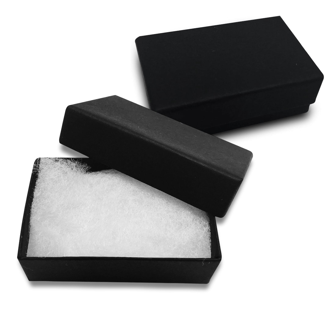 Matte Black Jewelry Boxes 3 Inch Cardboard Gift Case With Cotton Insert ...