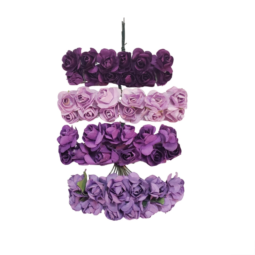 Purple Shabby Mini Paper Roses for DIY Crafts Distressed Purple Paper ...