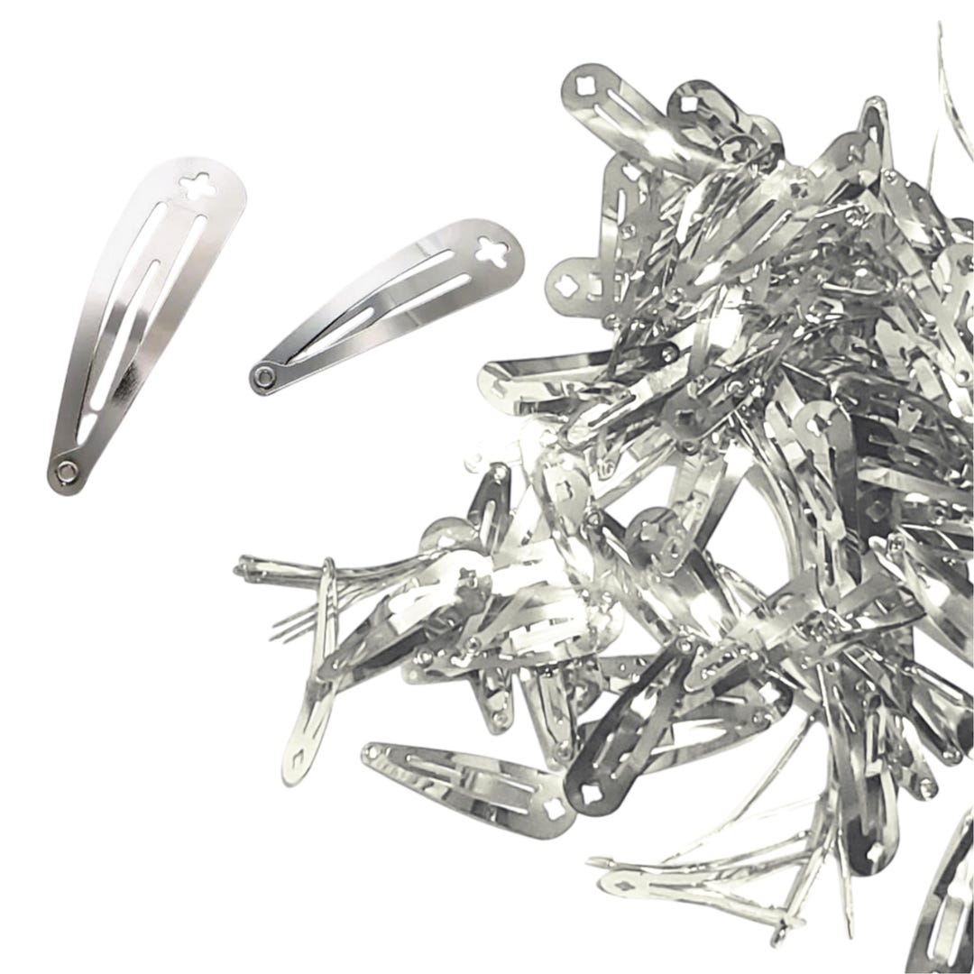 Silver Metal Snap Clips With Hole 2 Inch and 1 Inch Metal Clips, Hair ...