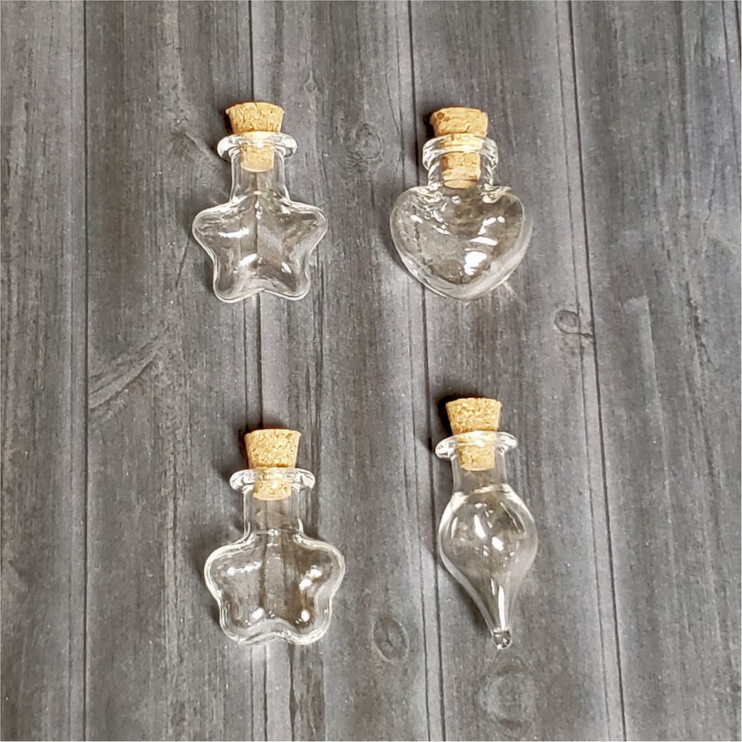 Mini Glass Shape Bottles for Jewelry Charms With Corks, Tiny Glass ...