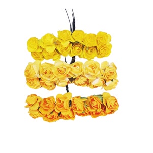 Shabby Yellow Mini Paper Roses for DIY Crafts Distressed Yellow Paper ...