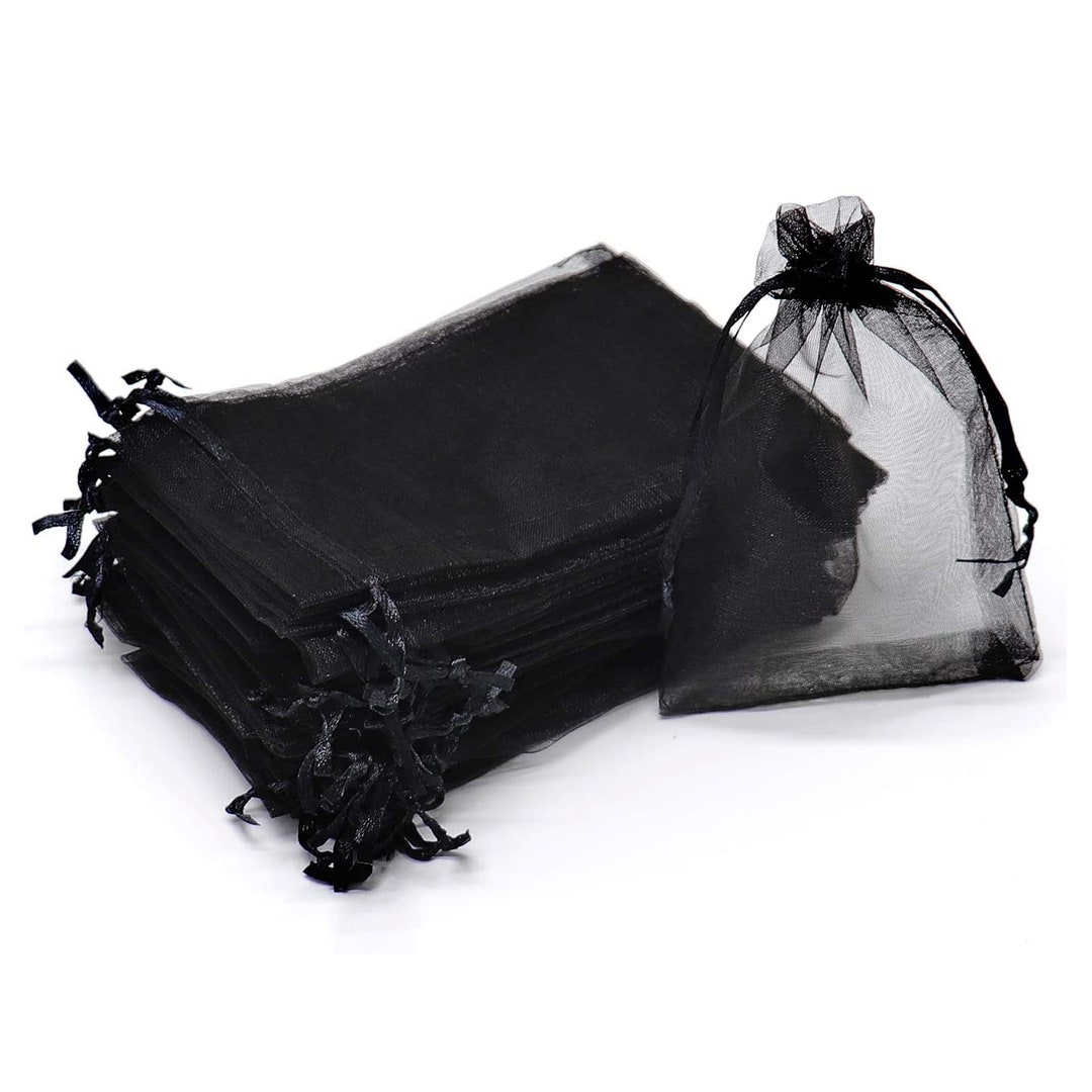 Black Organza Mini Favor Bags With Drawstring, Wedding Favor Bags ...