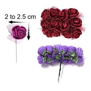 Mini Foam Roses With Wire Stem Mixed Colors Small Foam Flowers for DIY ...