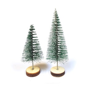Miniature Pine Trees With Wood Stand Small Model Making Bottle Brush ...
