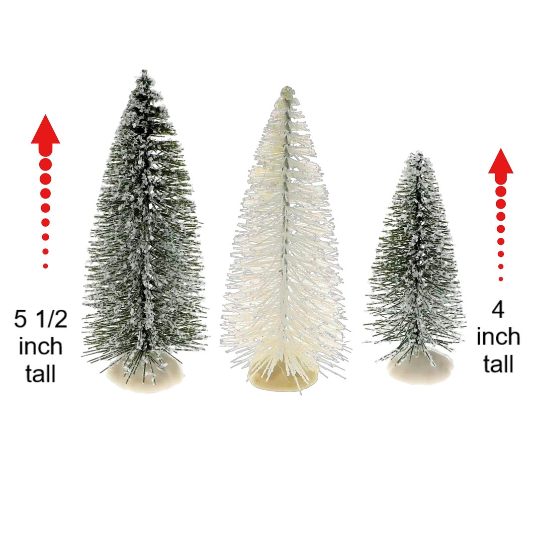 Miniature Winter Christmas Pine Trees 5 4 Snowcapped Evergreen Small ...