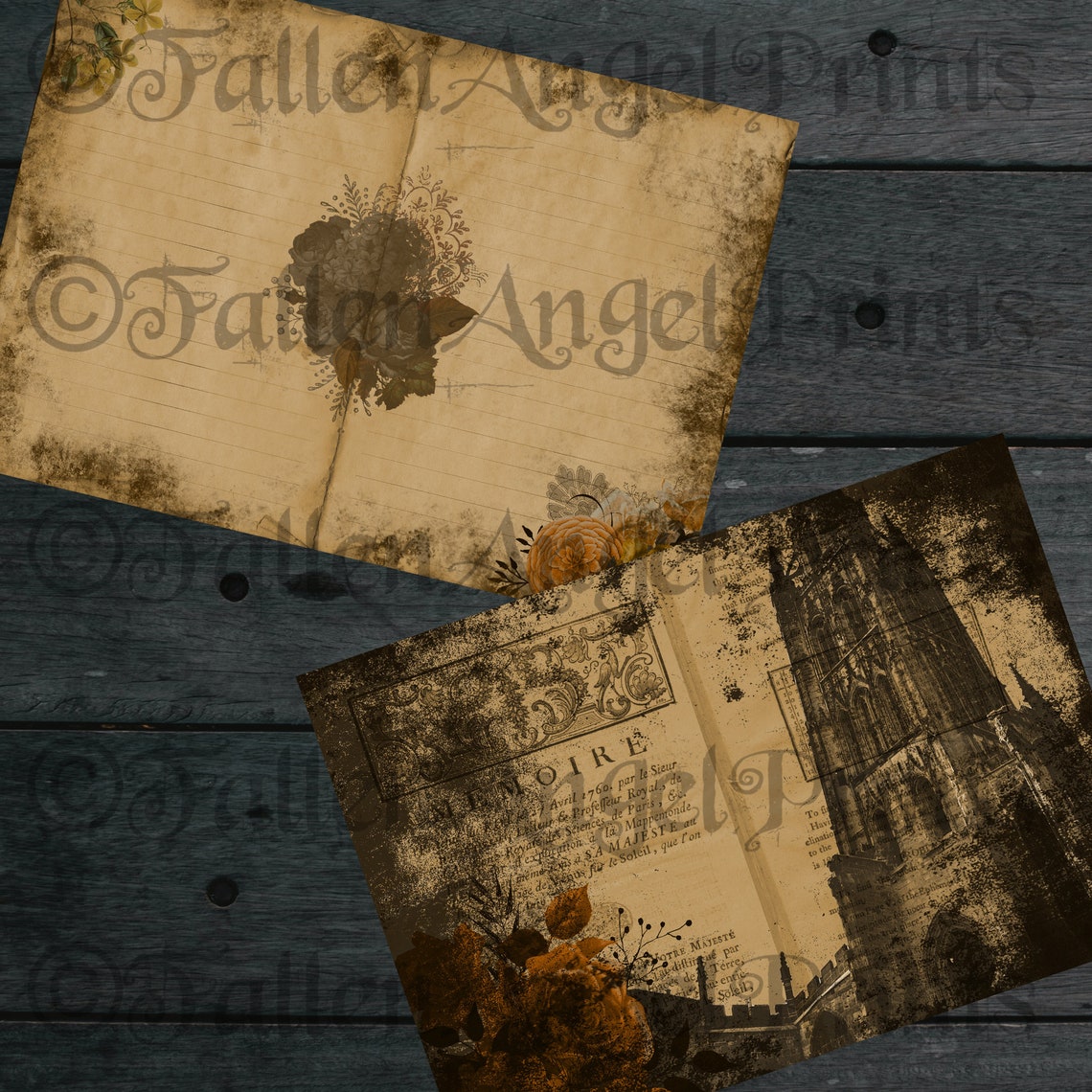 Sepia Gothic Digital Junk Journal Pages | Etsy