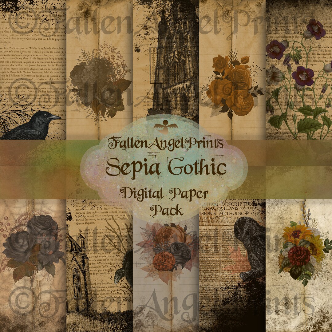 Sepia Gothic Digital Junk Journal Pages - Etsy