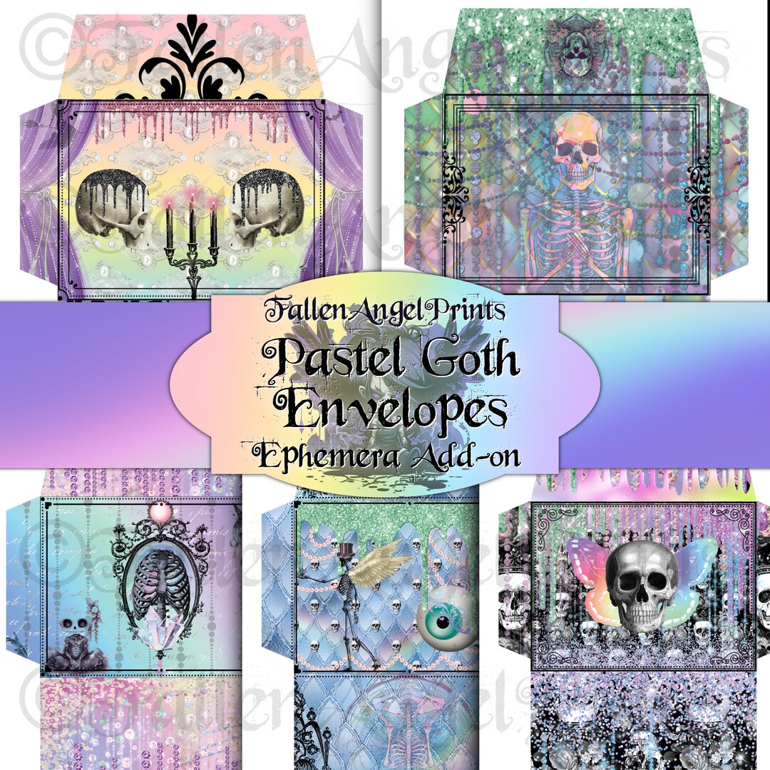 Pastel Goth Envelope Add-on Kit, Junk Journal, Ephemera - Etsy