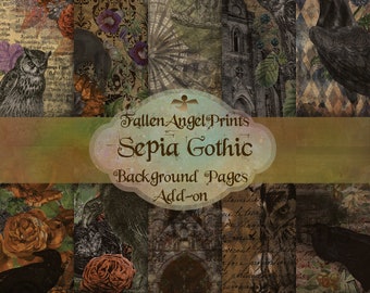 Sepia Gothic Digital Junk Journal Pages - Etsy