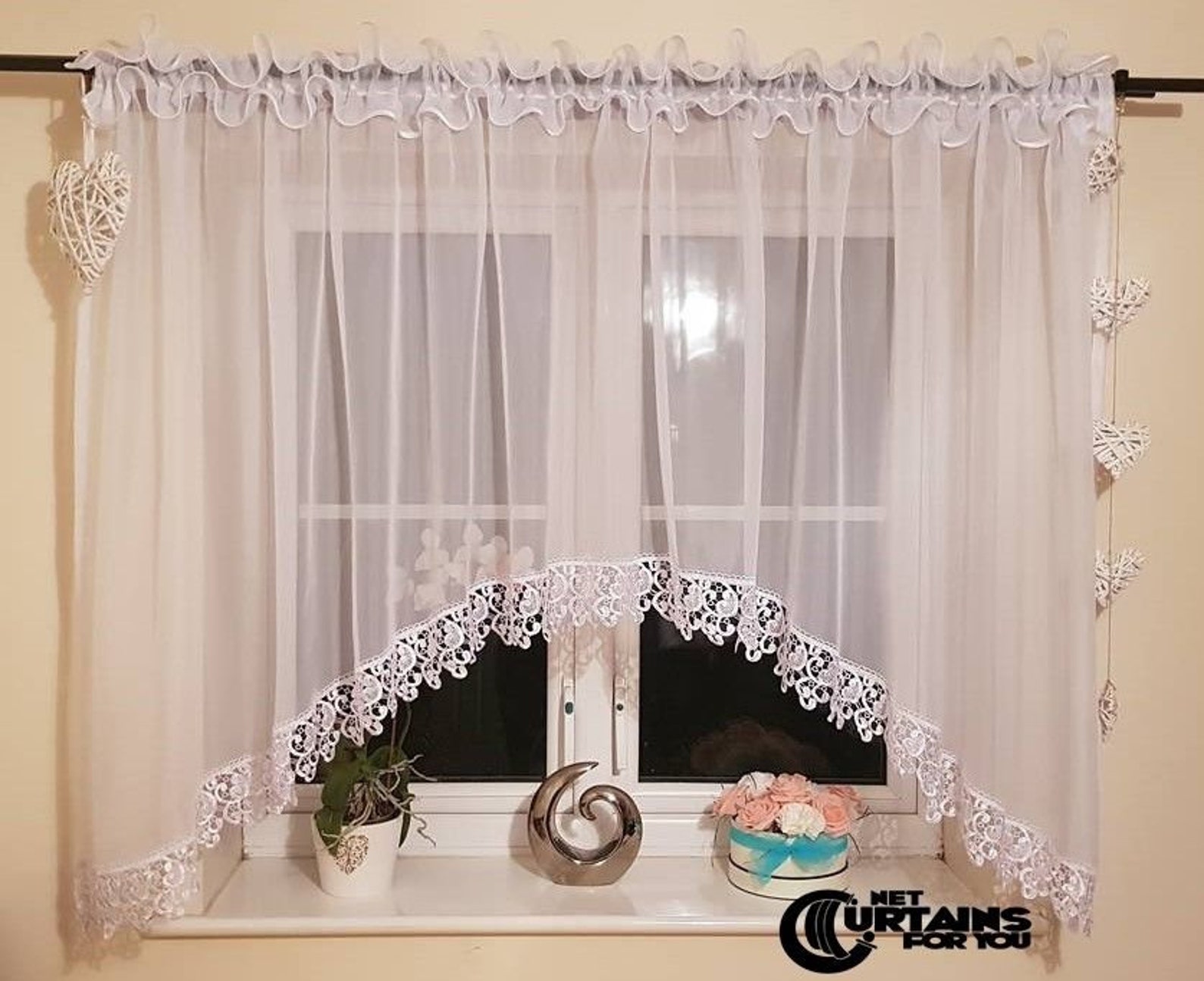 Net Curtain / Voile / 134g / Handmade / White Guipure Edge - Etsy