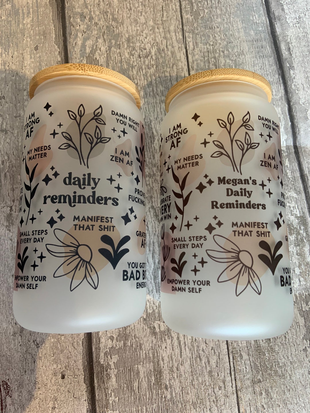 Sweary Affirmations Glass Cup 16oz/self Love Cup/empowerment Cup/gifts ...