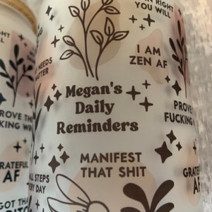 Sweary Affirmations Glass Cup 16oz/self Love Cup/empowerment Cup/gifts ...