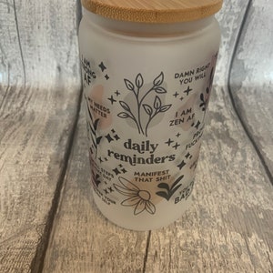 Sweary Affirmations Glass Cup 16oz/self Love Cup/empowerment Cup/gifts ...