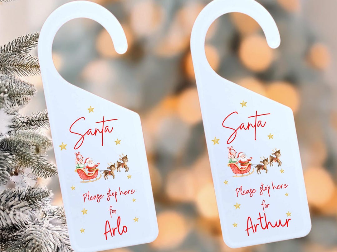 Santa Please Stop Here Door Hanger/santa Sign - Etsy