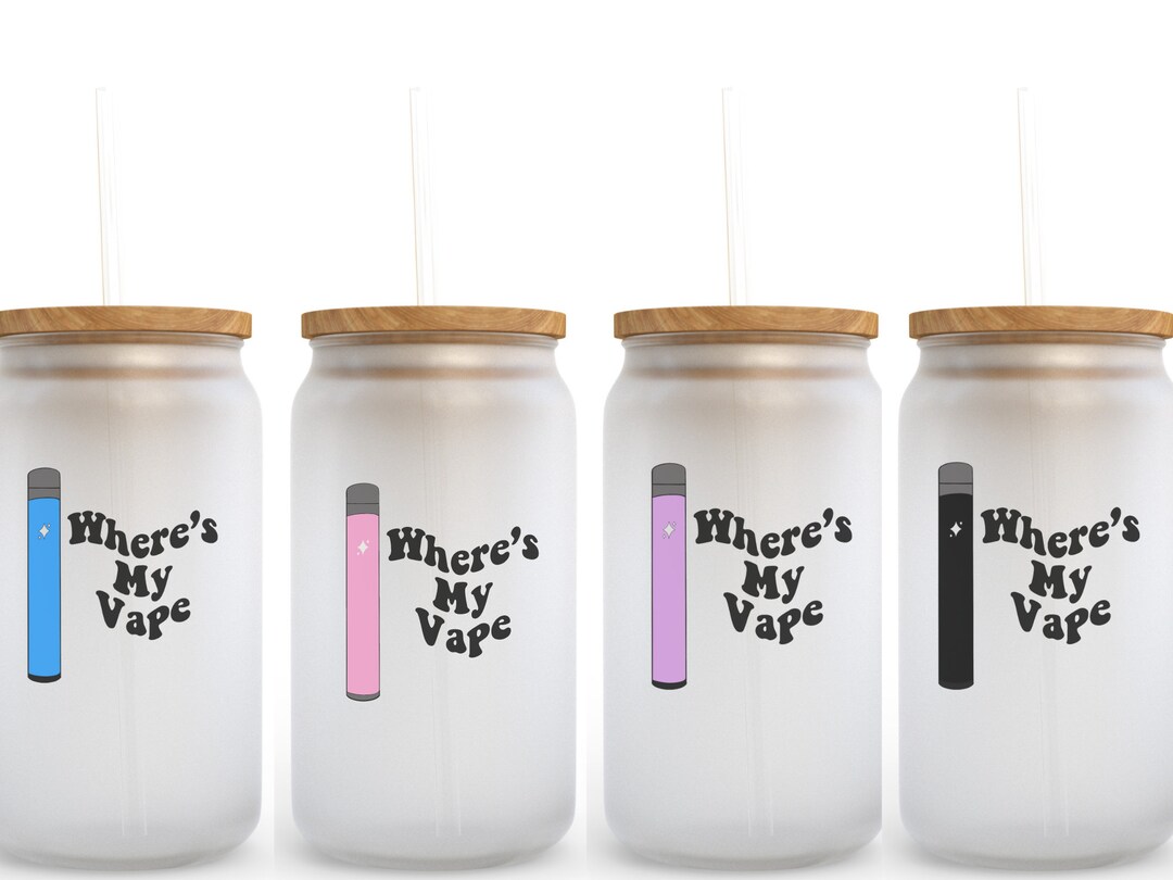 Where's My Vape Glass Cup 16oz/gifts for Her/glass Tumbler/bamboo Cup ...