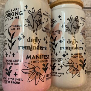 Sweary Affirmations Glass Cup 16oz/self Love Cup/empowerment Cup/gifts ...