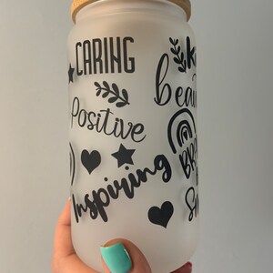 Positive Affirmations Glass Cup 16oz/self Love Cup/empowerment Cup ...