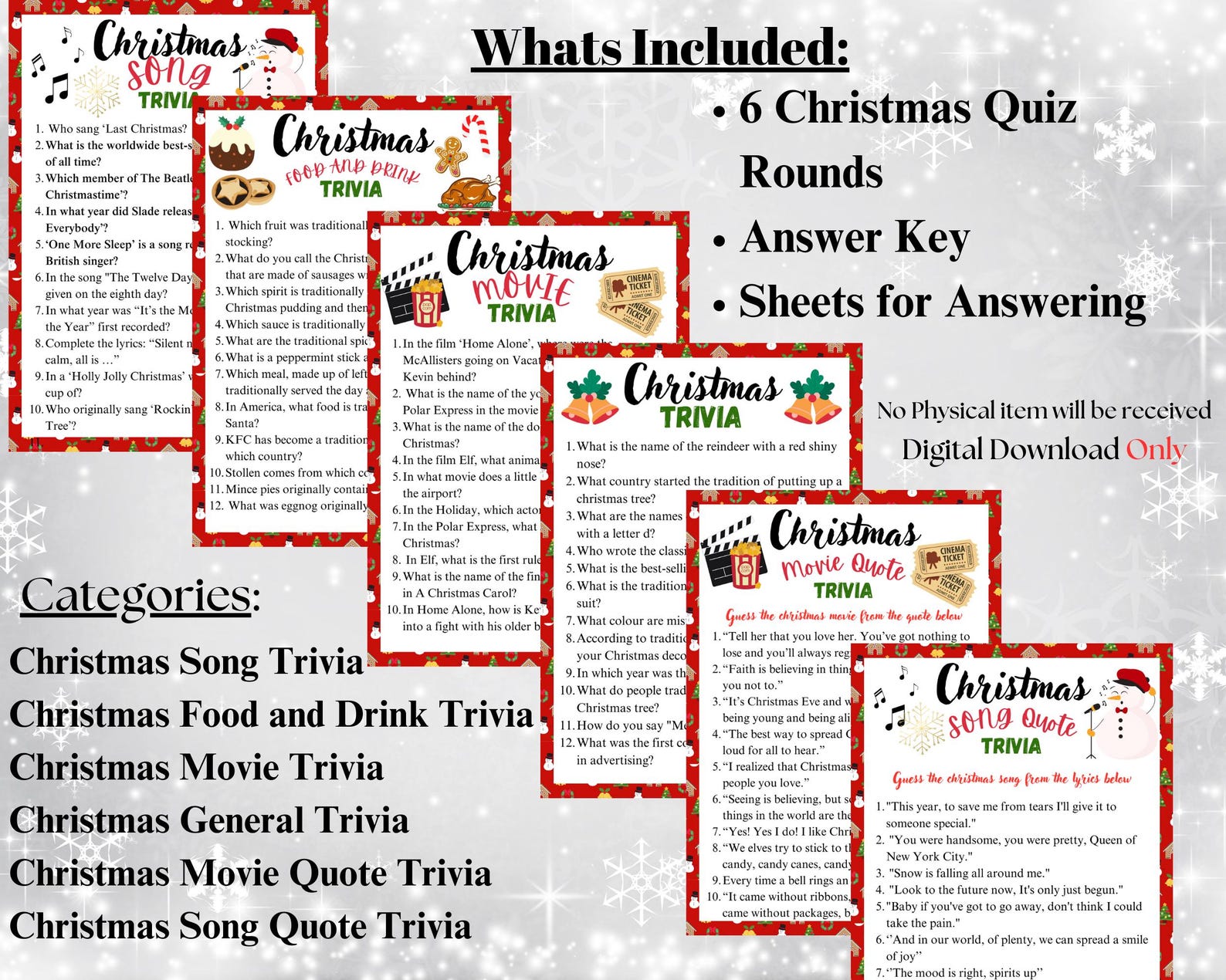 Printable Christmas Quiz Sheets, Christmas Trivia, Printable Christmas ...