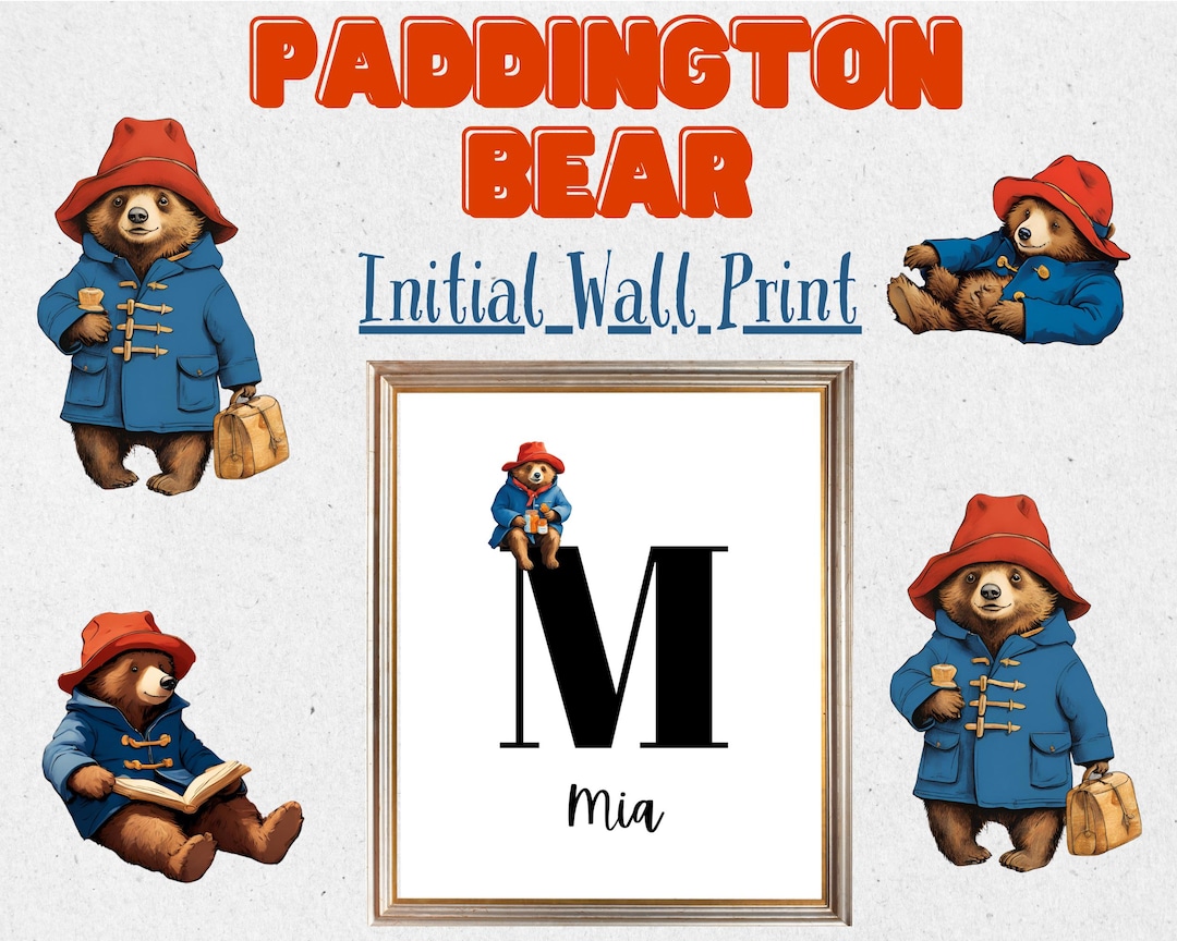 Paddington Bear Inspired Wall Art, Initial Wall Art, Paddington Bear ...