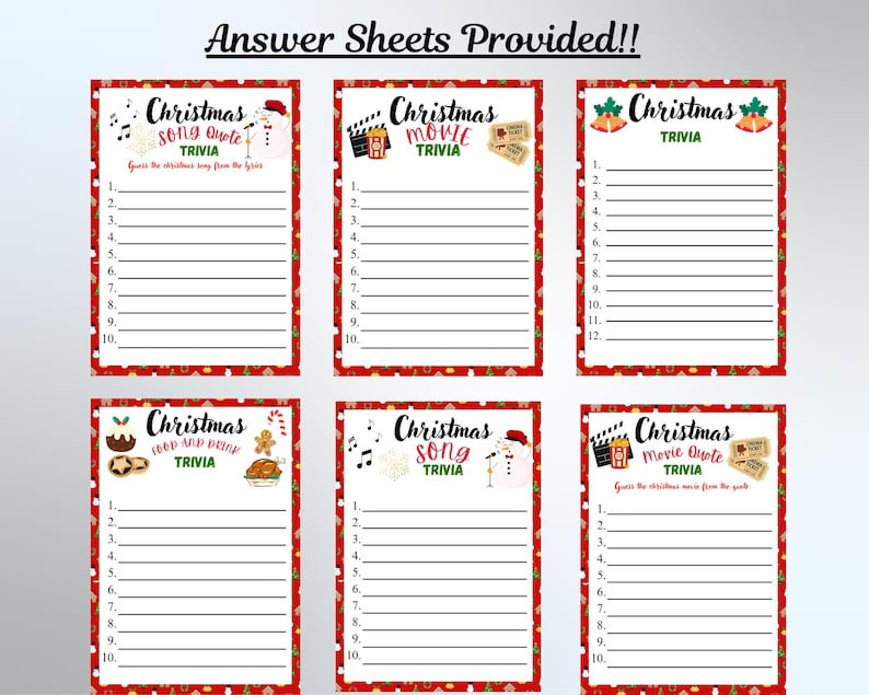 Printable Christmas Quiz Sheets, Christmas Trivia, Printable Christmas ...