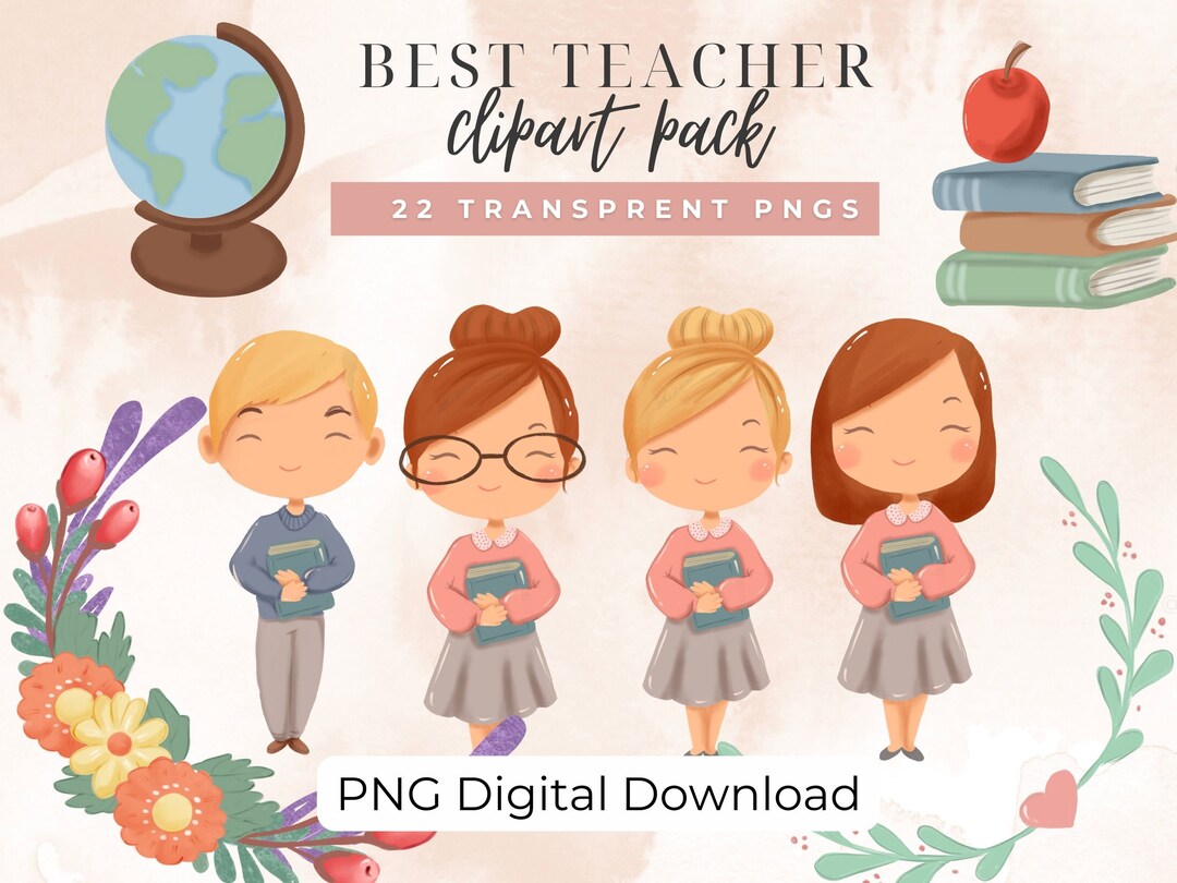 Best Teacher Ever Clipart BUNDLE, Teacher Clipart, Appreciation Gift ...