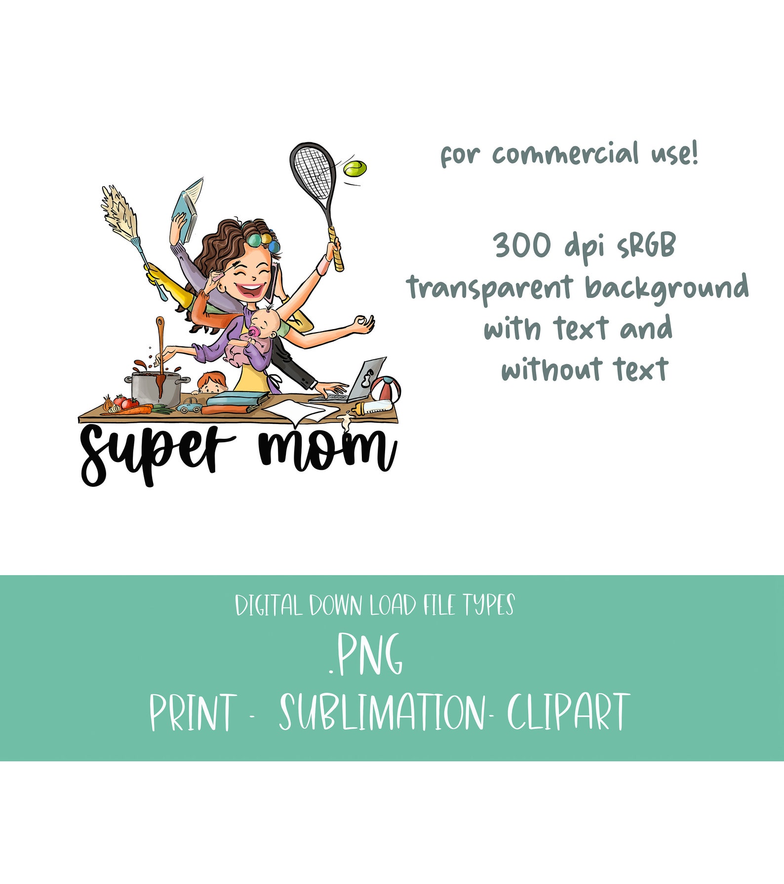Mama Multitasking Clipart-super Mom-gift for Mum-sublimation Designs ...