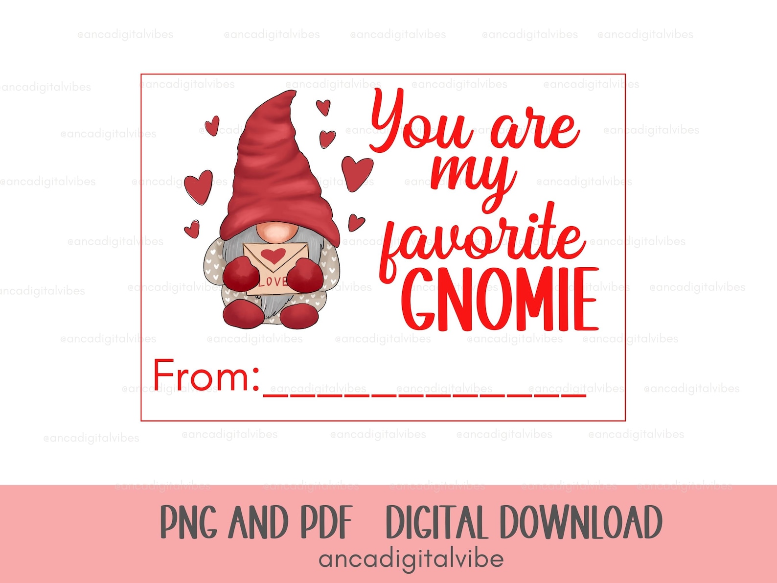 Gnome Printable Valentine Cards, Printable Valentine Card, My Favorite ...