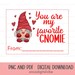 Gnome Printable Valentine Cards, Printable Valentine Card, My Favorite ...