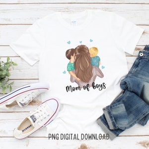 Mom of 2 Boys -boy Mama-mothers Day Gift- Mom of Boy-mama Clipart- Boys ...