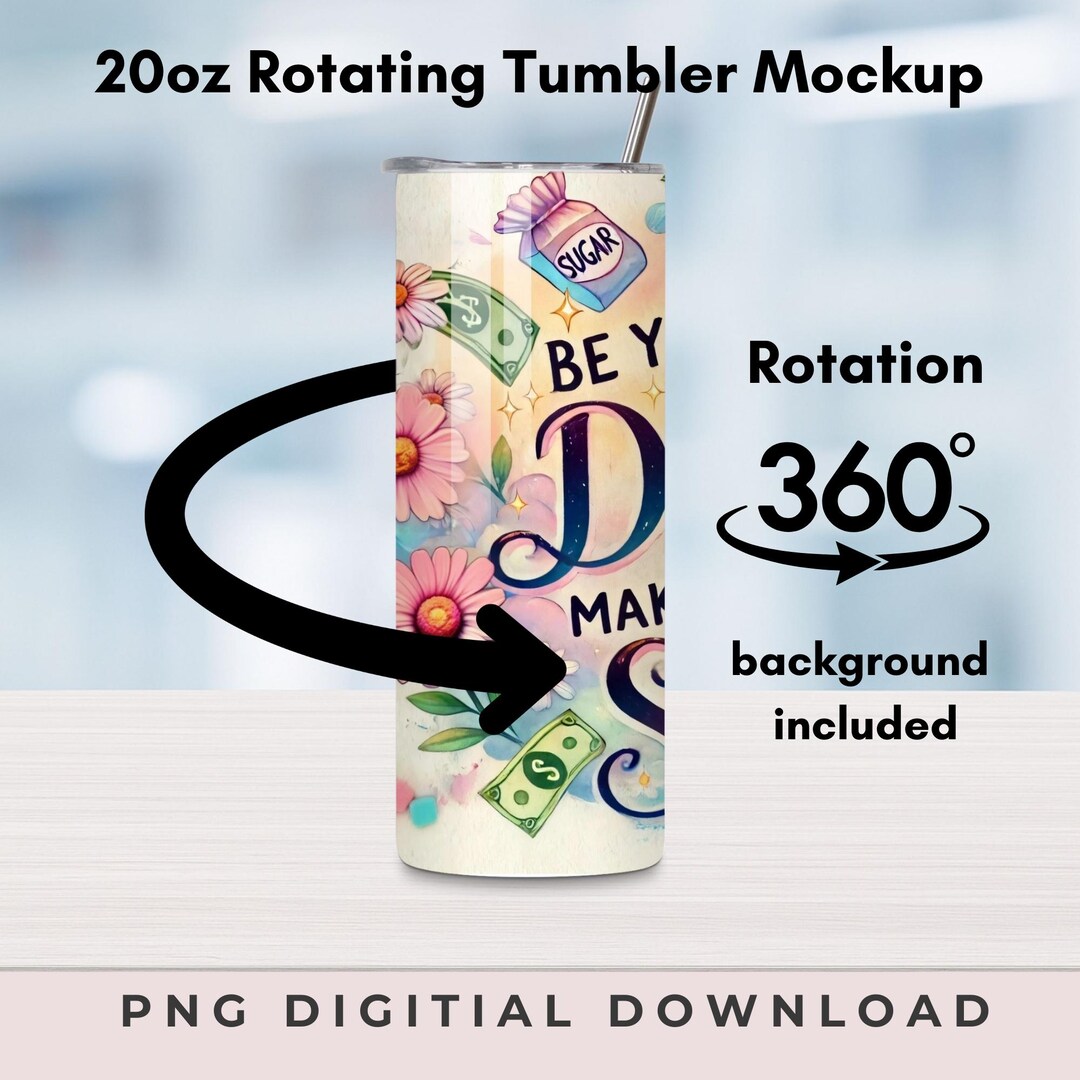 20oz Animated Tumbler Mockup, Rotating Tumbler Mockup, Canva Drag and ...