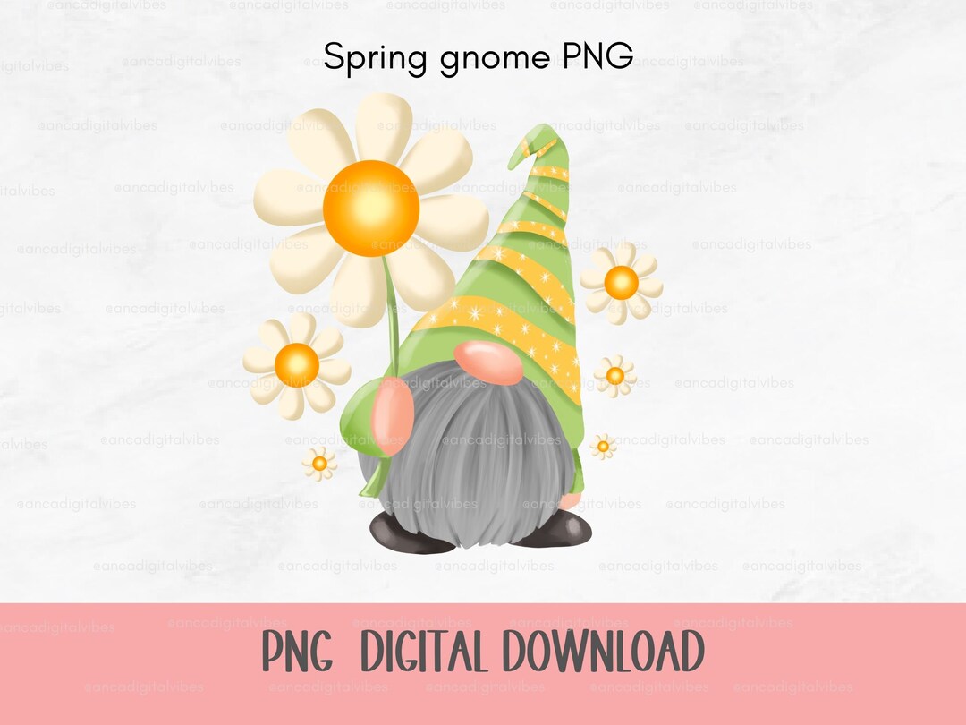 Spring Gnome Png, Daisy Spring Gnome Png , Spring Sublimation Png ...