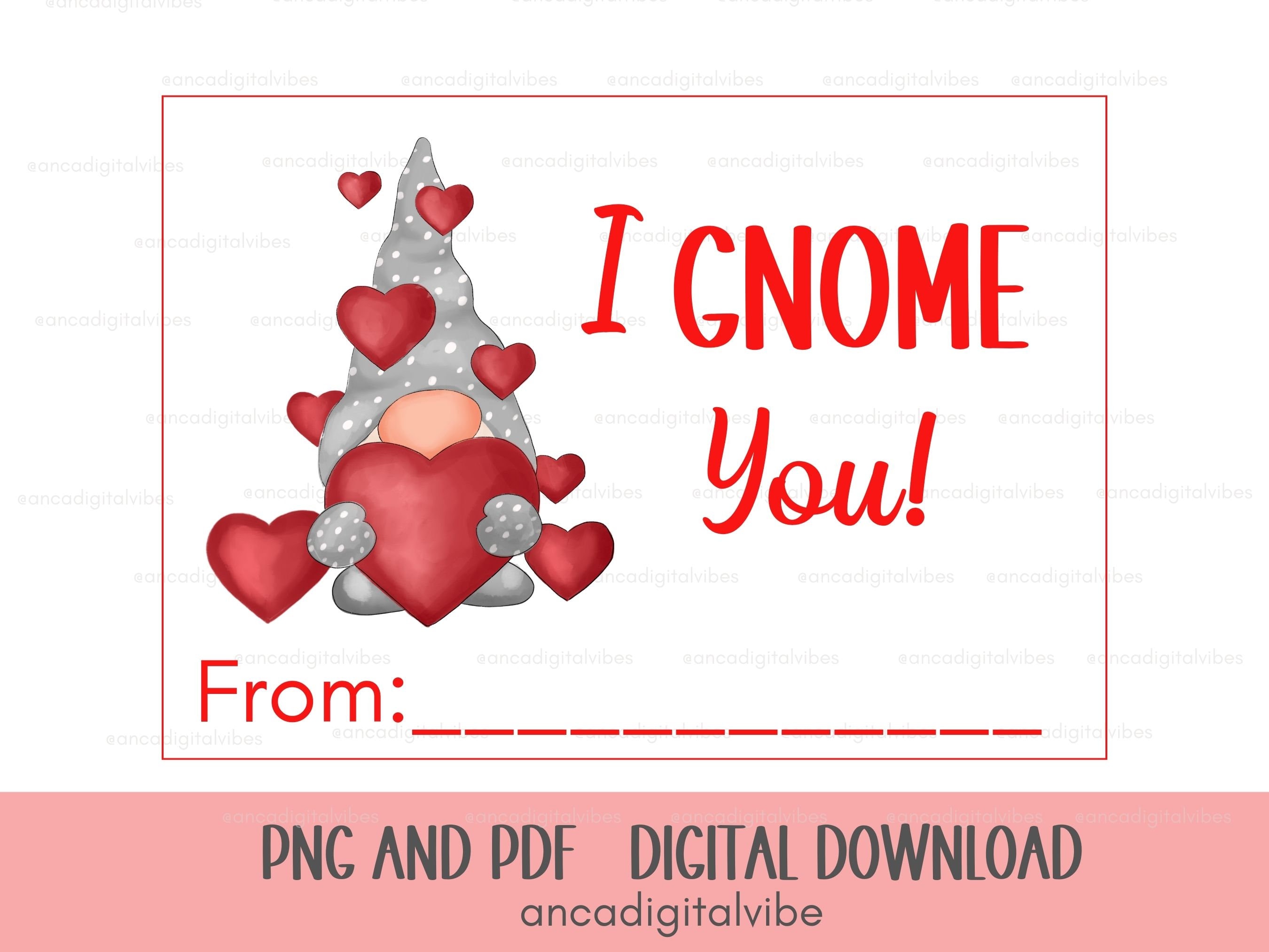 Gnome Printable Valentine Cards, Printable Valentine Card, My Favorite ...